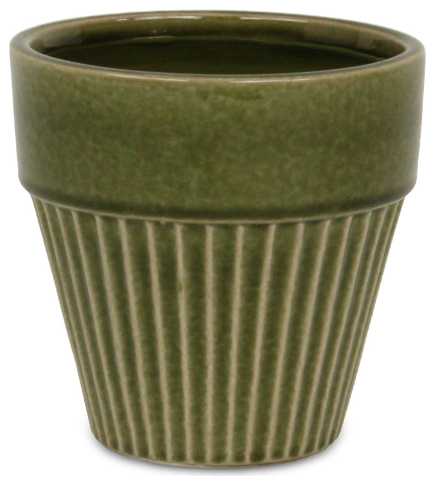 Olive Green Ceramic Pot - Large
