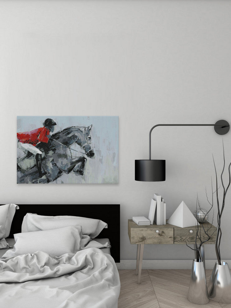 "Equestrian Jump" Painting Print on Wrapped Canvas, 36"x24"