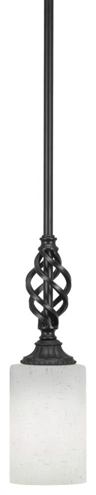 Elegante Mini Pendant Shown In Matte Black Finish With 4" White Muslin