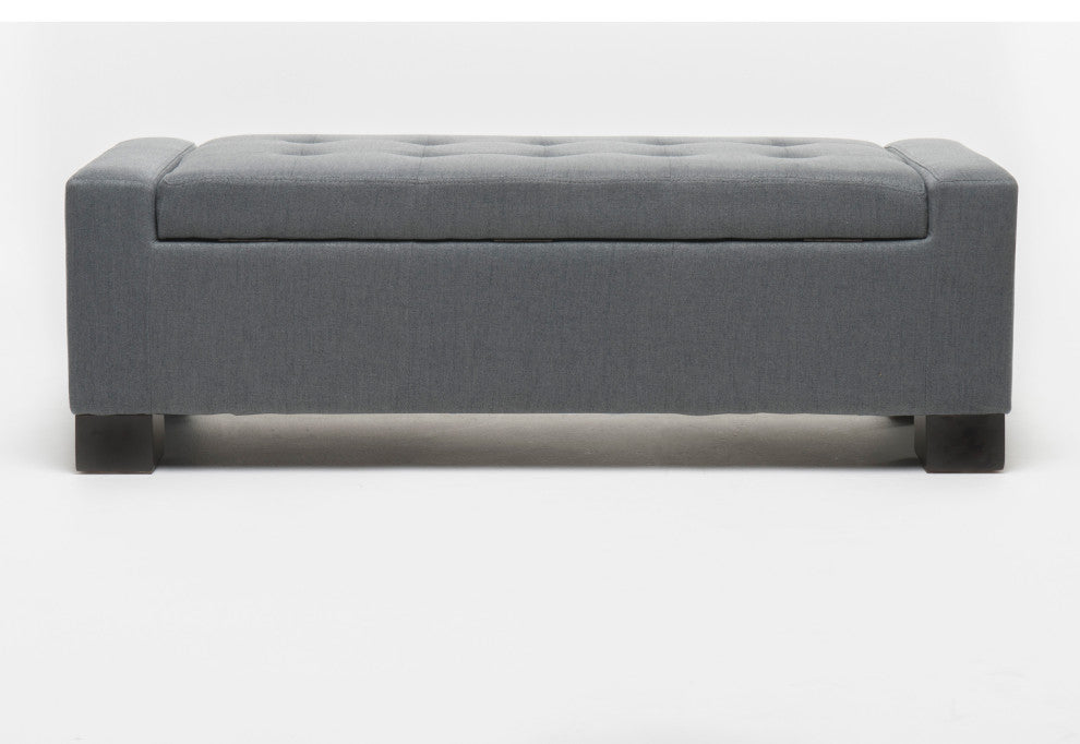 Nadia Contemporary Tufted Storage Ottoman Bench, Charcoal, Fabric