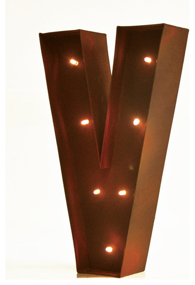 Rustic Vintage 11" Decorative LED Light Glow Letters - Rust Patina Age