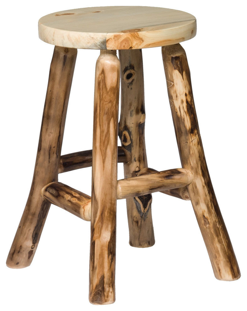 Rustic Aspen Log Bar Stool, 30"