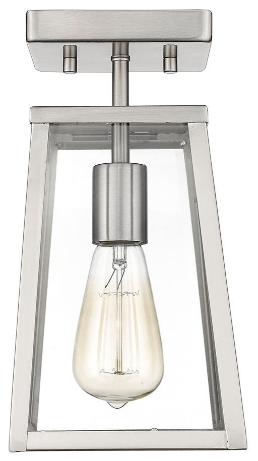 1 Light Mini Semi-Flush Light in Satin Nickel