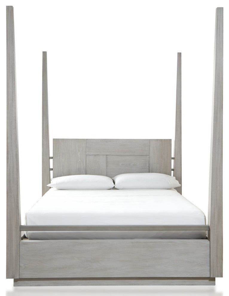Modus Destination 5 PC Cal King Poster Bed Set w Chest in Cotton Grey