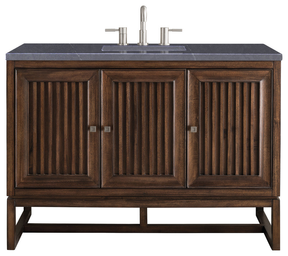 Athens 48" Vanity, Mid Century Acacia, Charcoal Soapstone Quartz Top