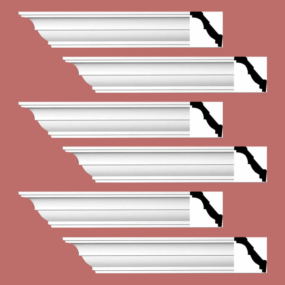 Cornice White Urethane Holly Springs Simple Design 6 Pieces Totaling 5