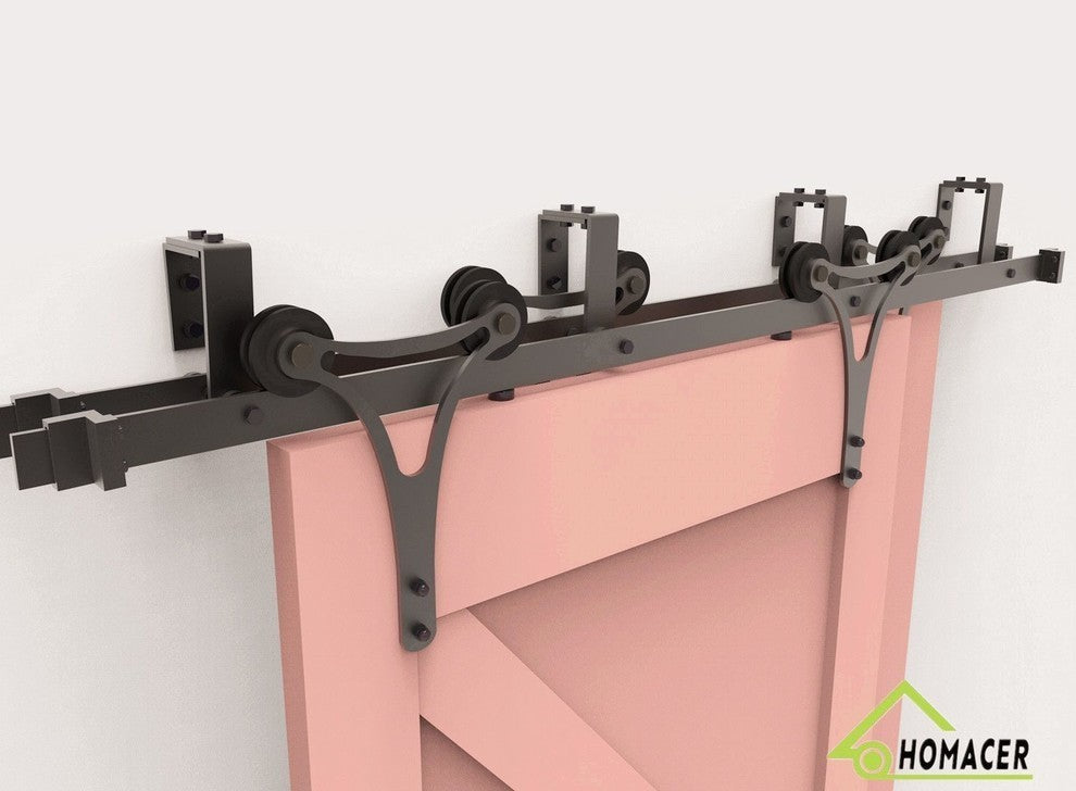 Sliding Barn Door Hardware Kit Horns Design Bypass Door U-bracket 4