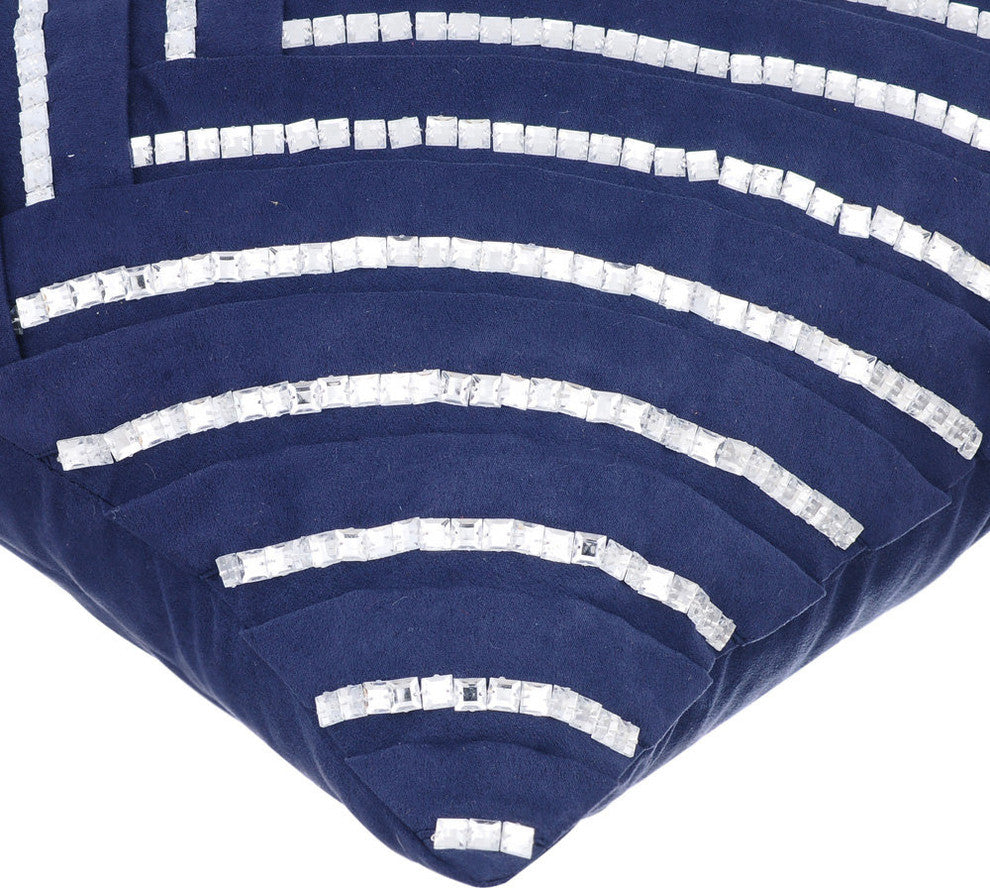 Rhinestone Crystals 16x16 Suede Fabric Navy Blue Pillow Cover Popeye