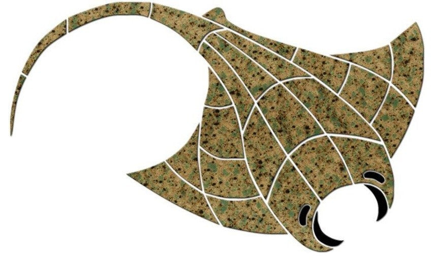 Manta Ray Ceramic Swimming Pool Mosaic 72"x43", Brown
