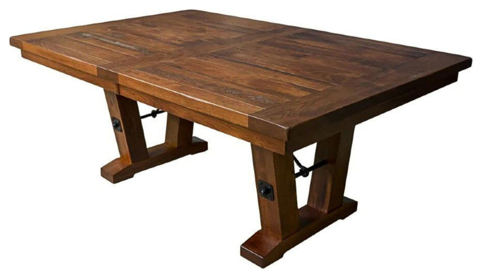 Holbrooke Extendable Rustic Cherry Dining Table 48x72 2 Middle Leave