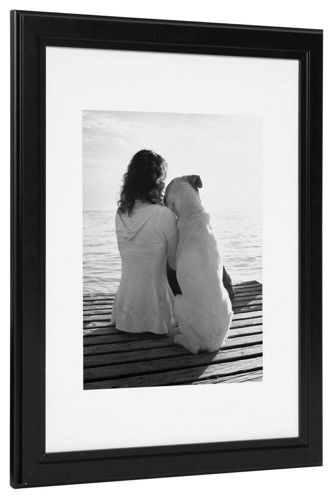 Kieva Solid Wood Picture Frame Set Black 4x6 Black 11x14 Matted To