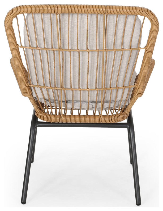 Alice Outdoor Wicker Club Chair With Cushions, Set of 2, Brown
