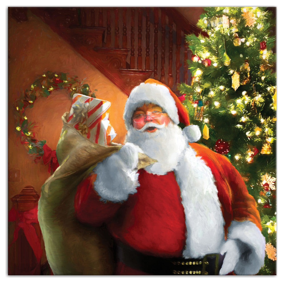 Santa Gets Ready 36x36 Canvas Wall Art