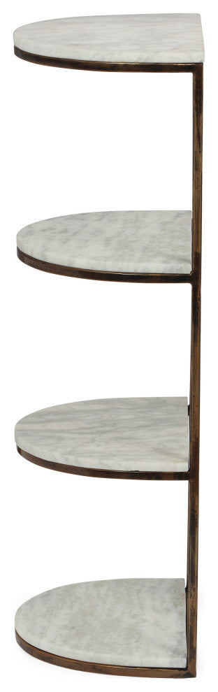 Greycliff Modern Glam Handcrafted Marble Half Round Etagere Bookcase