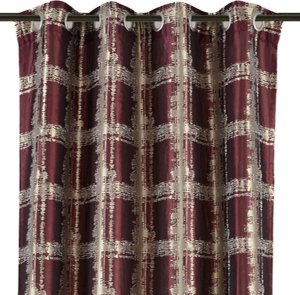 Studio Jacquard Grommet Top Curtains, Set of 2, Burgundy, 104"x84", Se