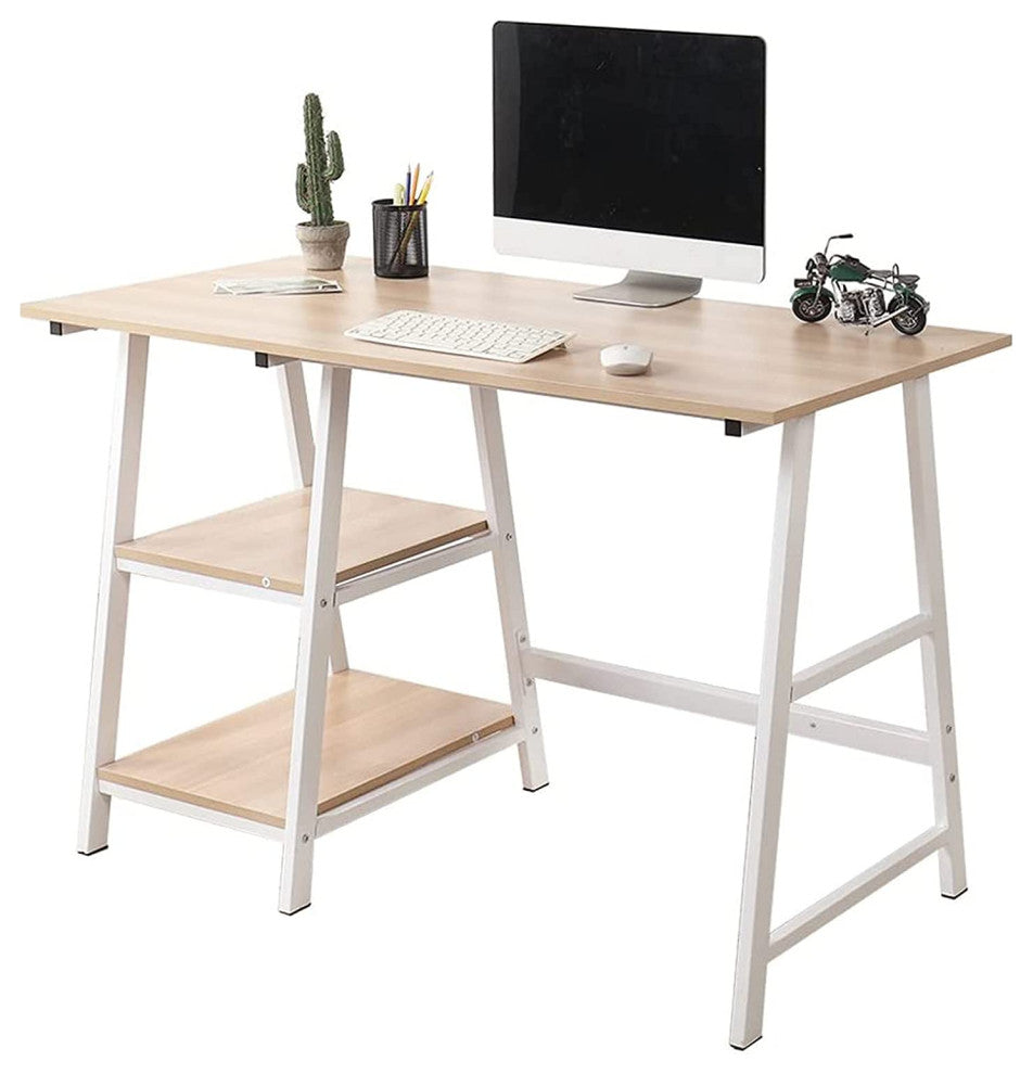Modern Computer Desk Trestle Desk Writing Desk Home Office Desk Hutch
