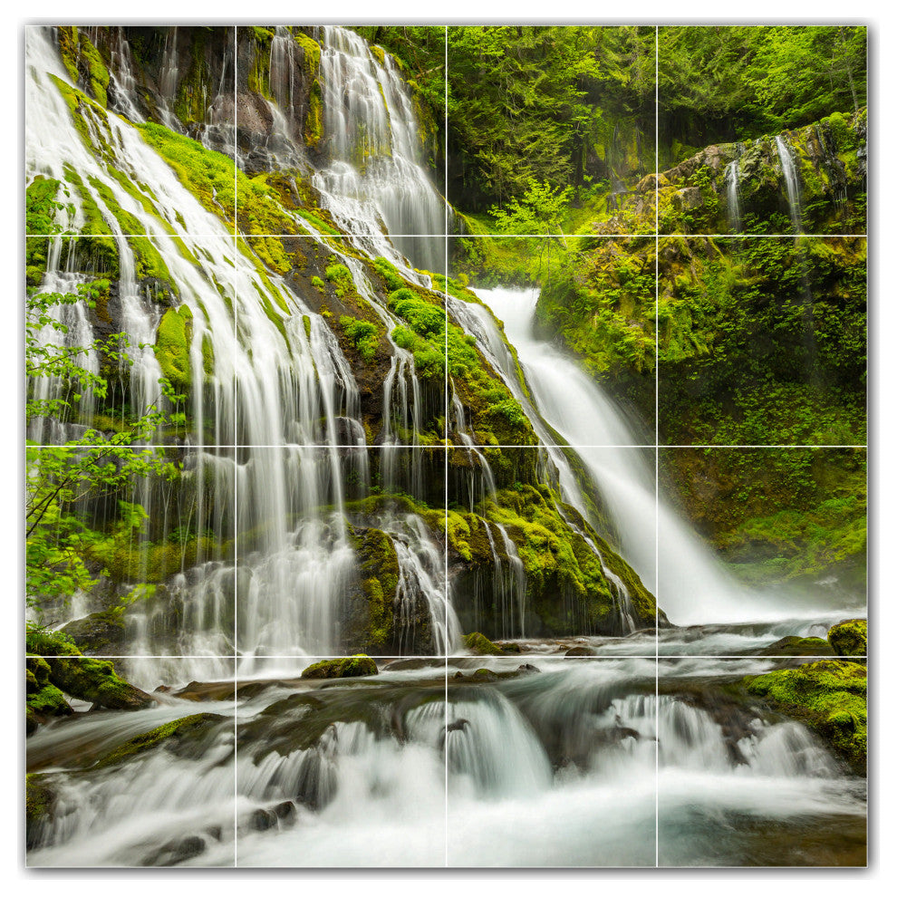 Waterfalls Ceramic Tile Wall Mural HZ501147-44M. 24" x 24"