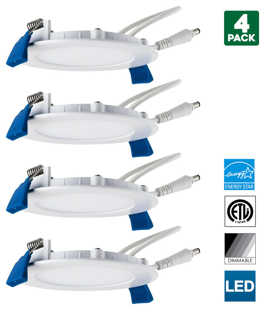 4-Pack Sunlite LED 4" Round Slim Downlight, 10W, Dimmable, 50K Super W