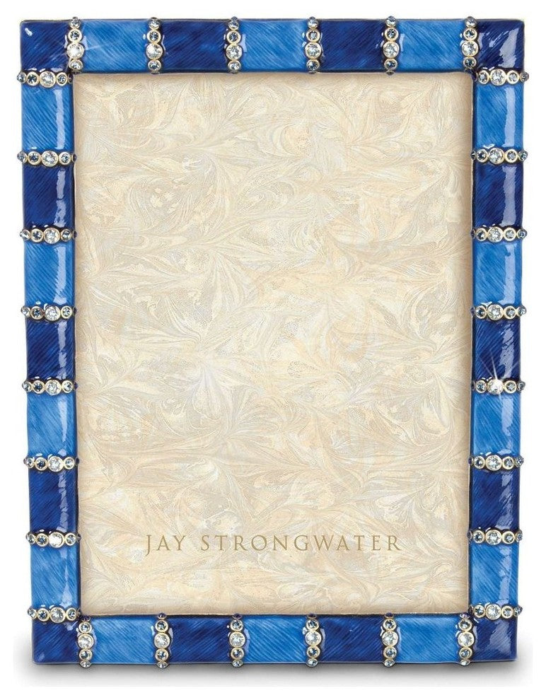 Jay Strongwater Pierce Striped Frame Delft Garden Finish
