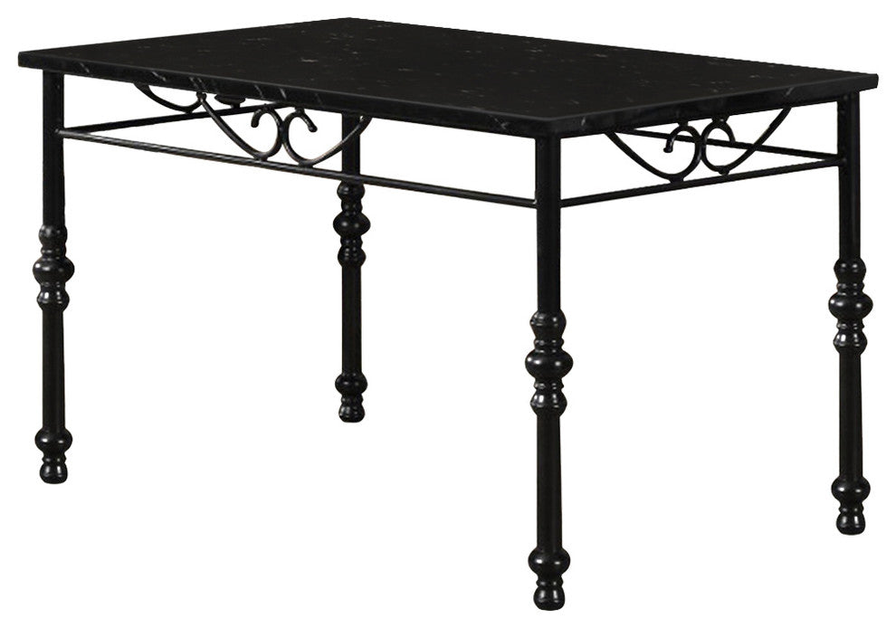 Metal Dining Table With Marble Top Black