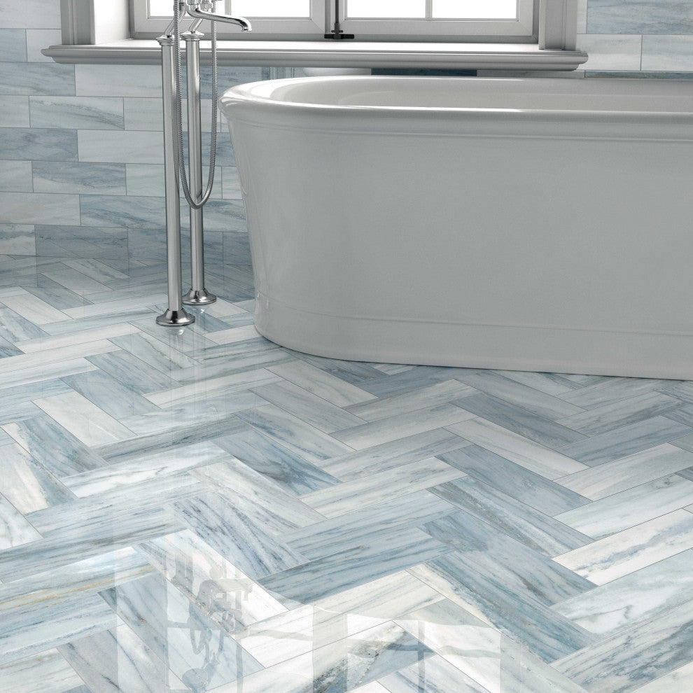 Iconic Stonelook Porcelain Tile, 24"x48", Blue Polished