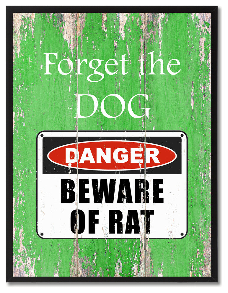 Beware Of Rat Danger Sign, Canvas, Picture Frame, 22"X29"
