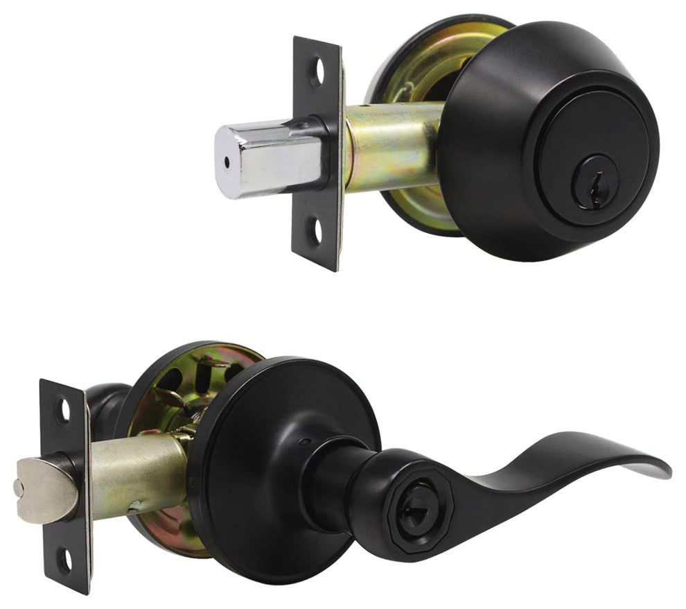 Matte Black Door Lever Lock, 1 Piece