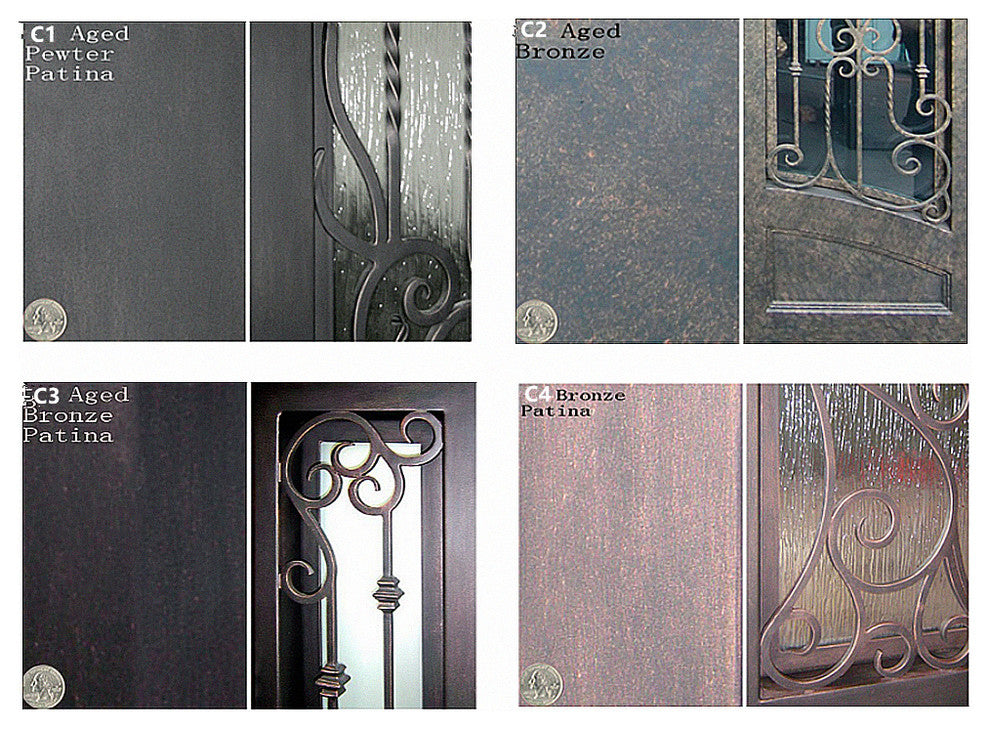 High-End Front Entry Wrought Iron Door With Same Style Single Door