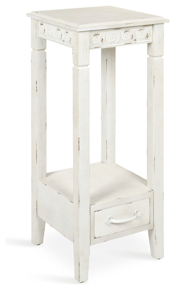 Idabelle Wood Square Accent Table, White 12x12x30
