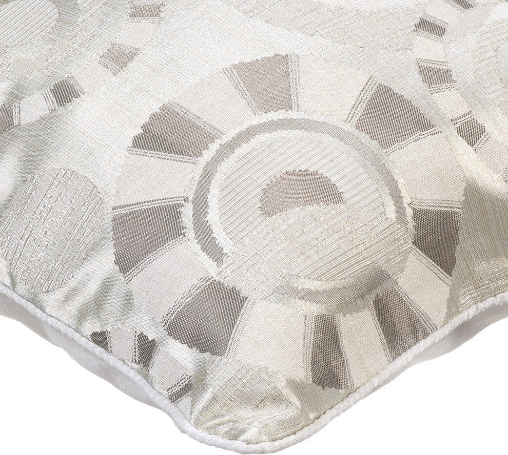 Ivory Throw Pillow Covers 16"x16" Silk, Ivory Circles