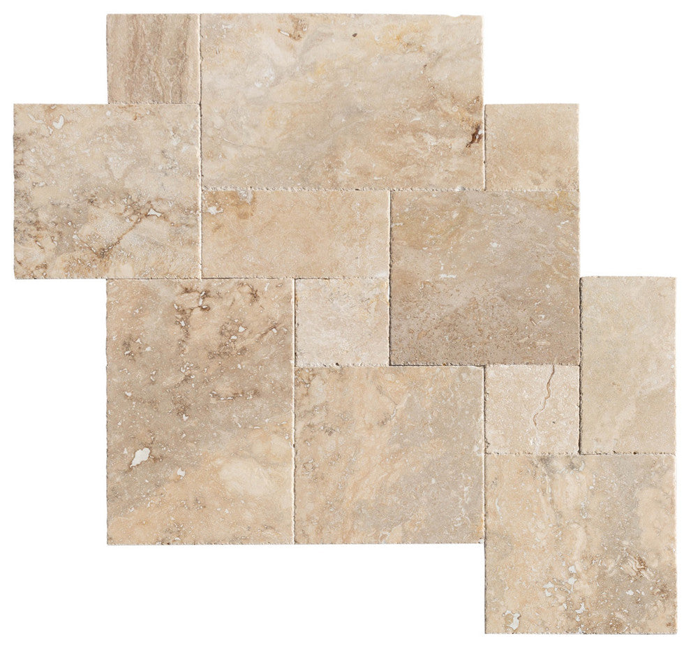 Mina Rustic Travertine Tile Antique Pattern Brushed and Chiseled- 20 b