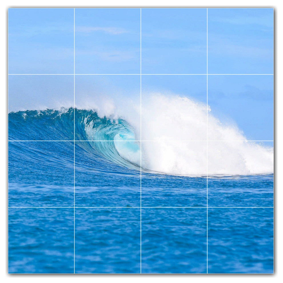Waves Ceramic Tile Wall Mural HZ501165-44S. 17" x 17"