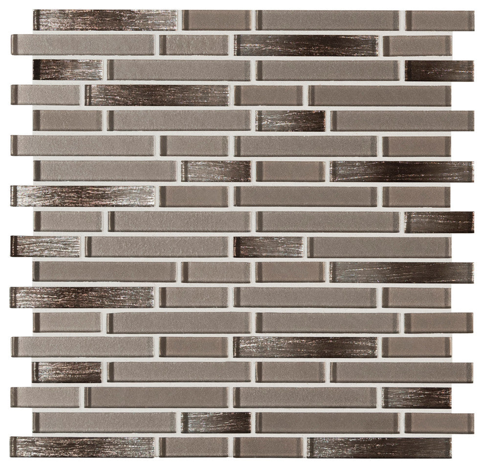 MSI SMOT-GLSIL-BLE6MM 12" x 12" Linear Mosaic Wall Tile - Glossy - Cha