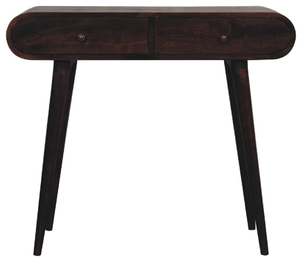 Light Walnut Curved Edge Console Table