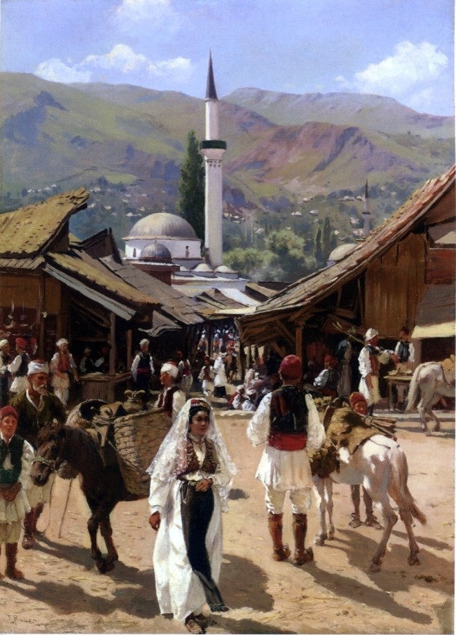 Franz Leo Ruben View of Bascarsija, Sarajevo 18"x27" Premium Canvas Pr