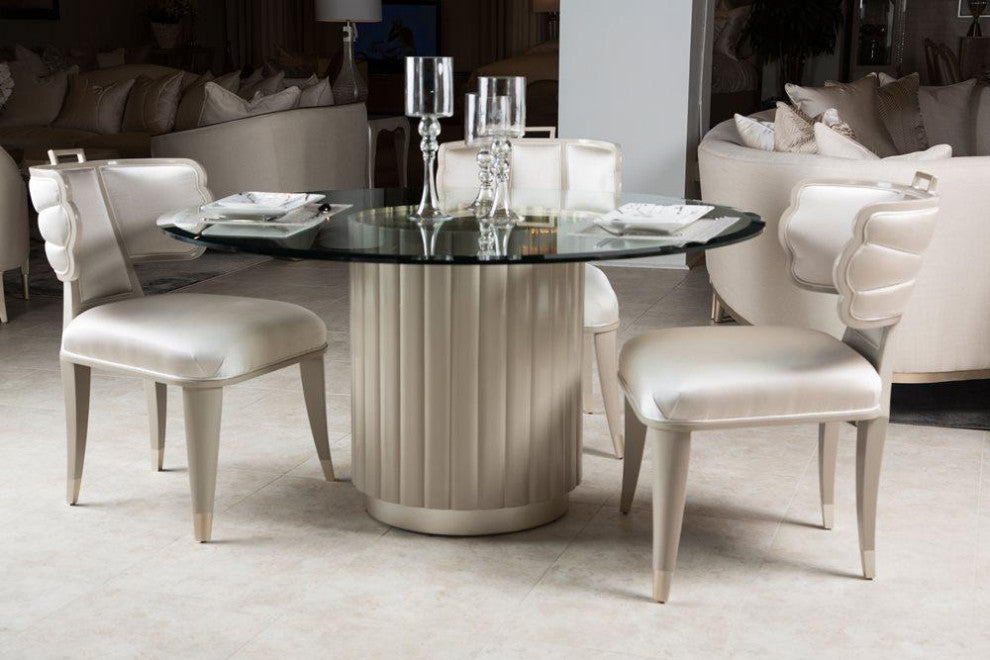 Aico Amini Malibu Crest Round Dining Table in Chardonnay