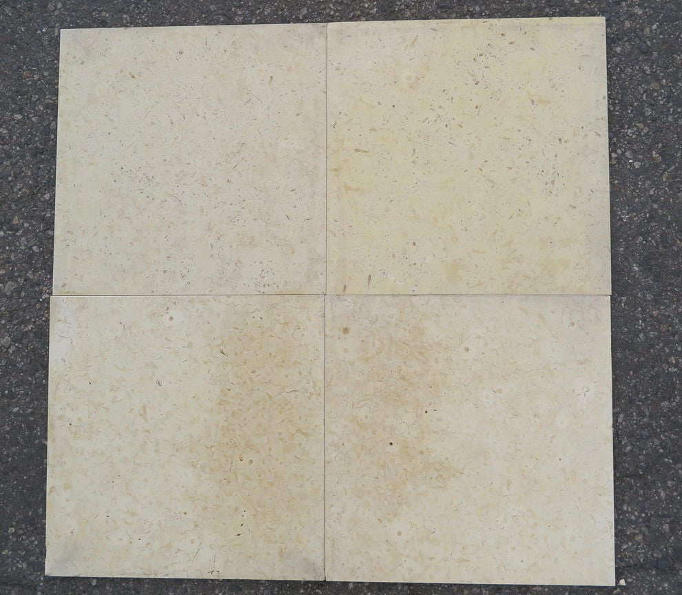 Ramon Bone Limestone Tiles, Honed Finish, 16"x16", Set of 20