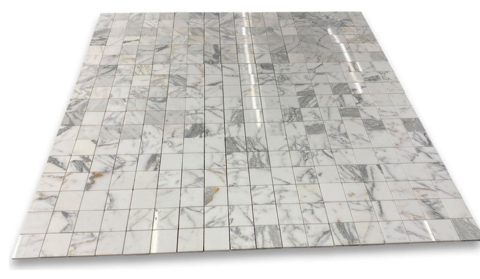 2x2 Square Statuary Statuario White Italian Marble Mosaic Tile Polishe