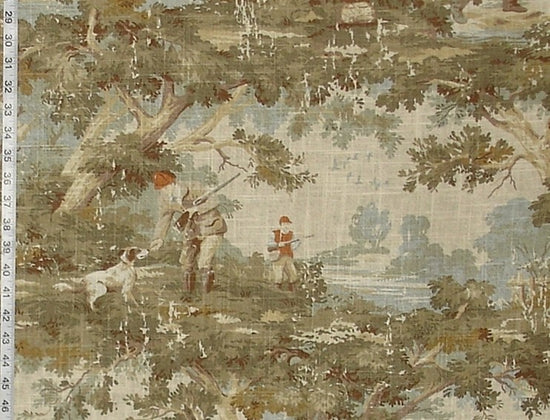 Fishing Toile Fabric Duck Hunting Vintage Look, Standard Cut