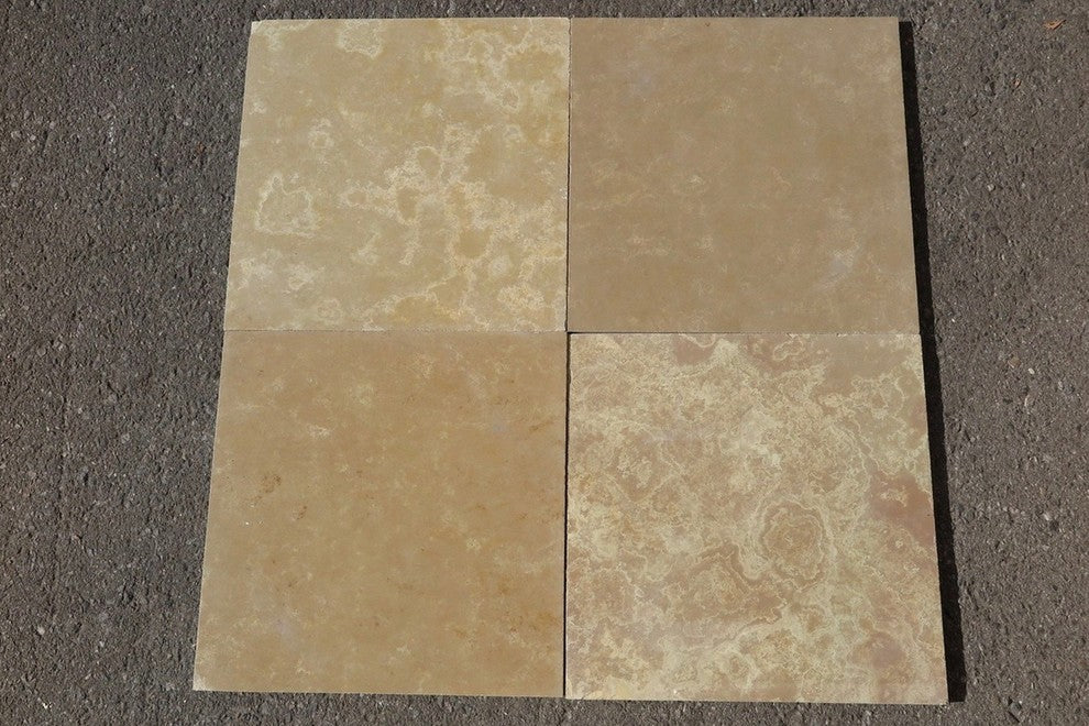 French Vanilla Limestone Tiles, Honed Finish, 24"x24", Set of 40
