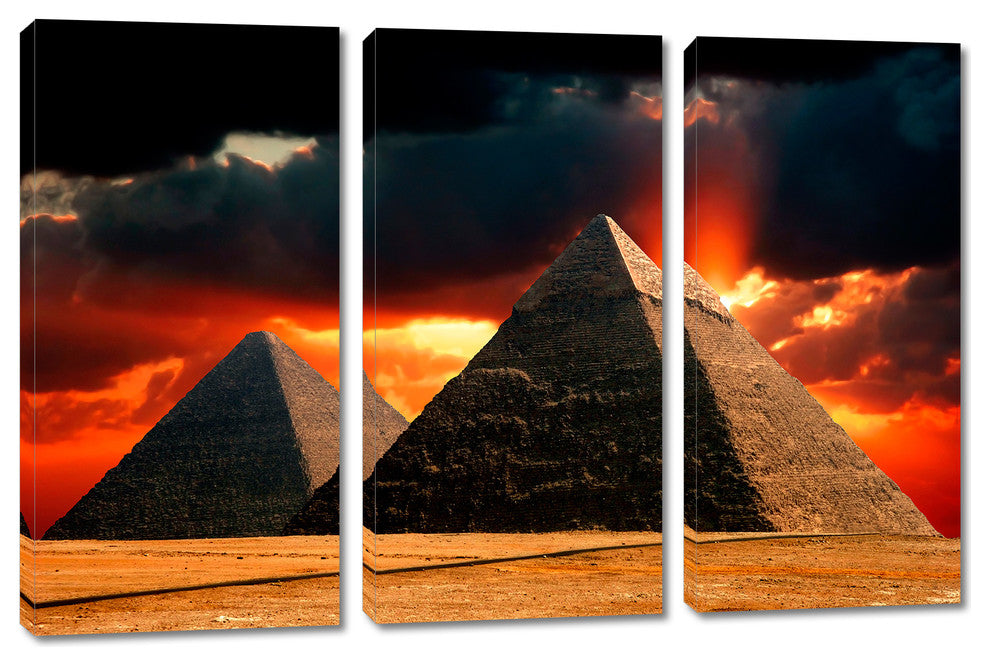 Epic Great Pyramids Of Giza Canvas Print Wall Art 3 Panel Split Tript