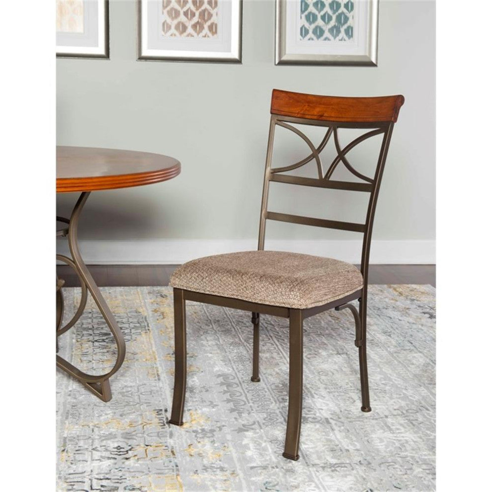 Linon Hamilton Set of 2 Padded Dining Side Chairs Wood Trim in Bronze