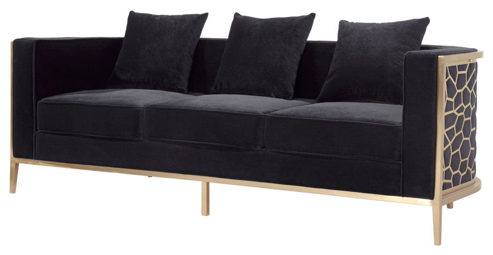 Genesis II Black and Gold 3 Seater Sofa