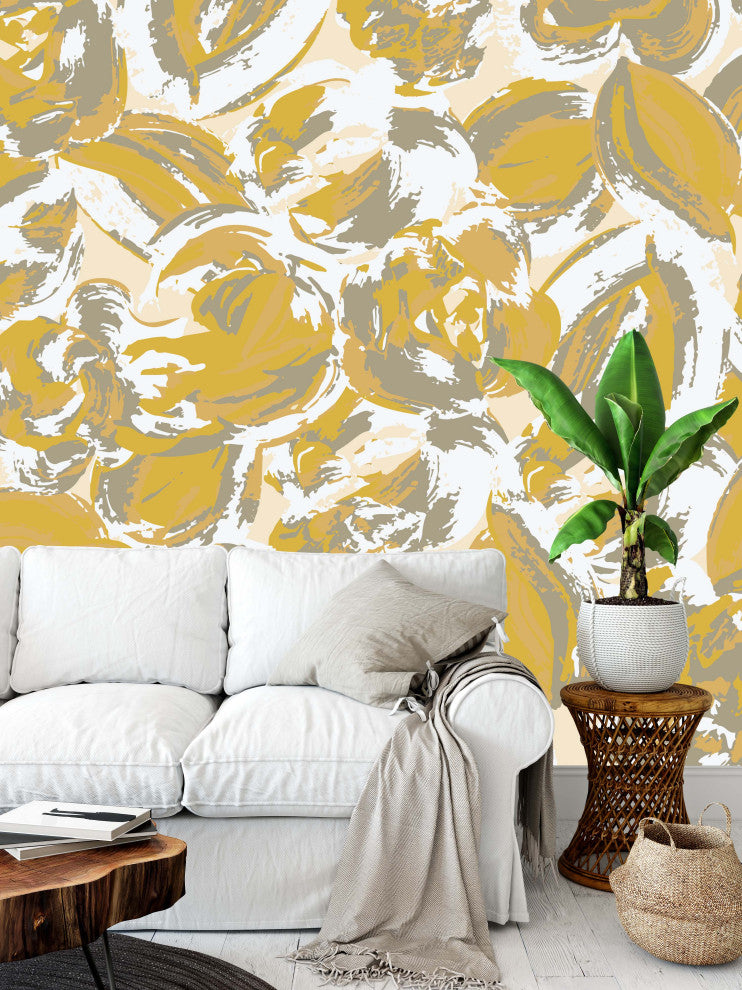 Brush Touches Ocra Wallpaper by Monor Designs, Sample 12"x8"