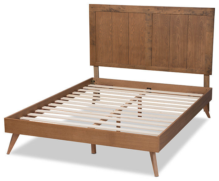 Clair Mid-century Modern Transitional Ash Walnut Finish Wood King Plat