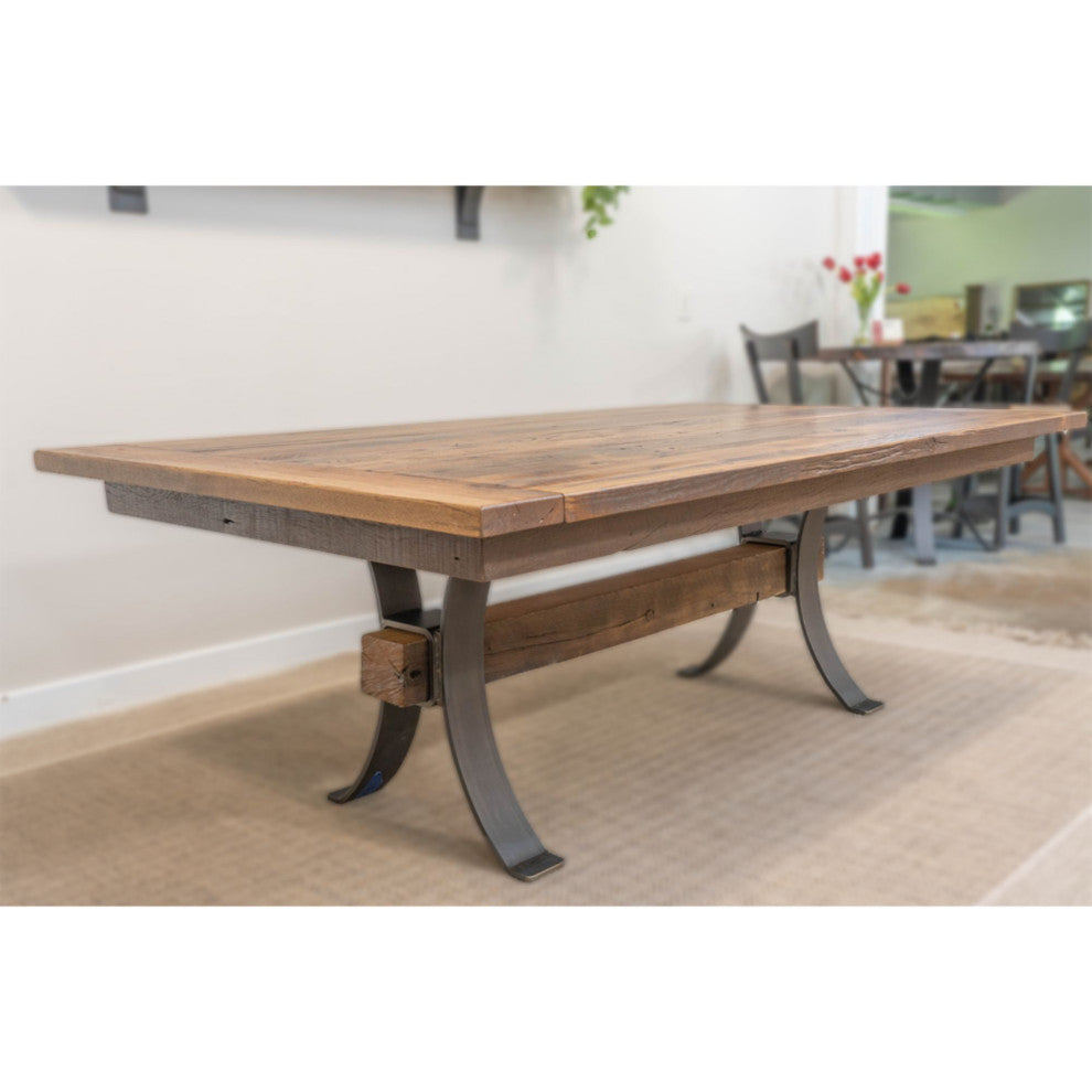 Pierce Reclaimed Wood Dining Table Steel Base Provincial 48x84 2 B
