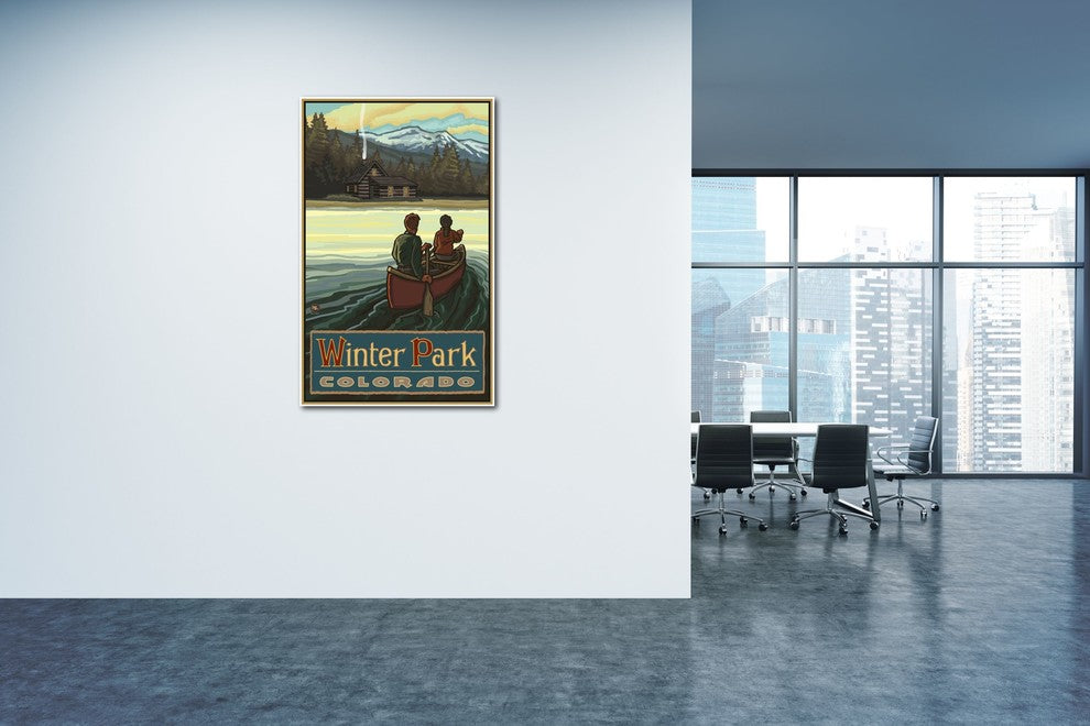 Paul A. Lanquist Winter Park Colorado Lake Canoers Art Print, 30"x45"