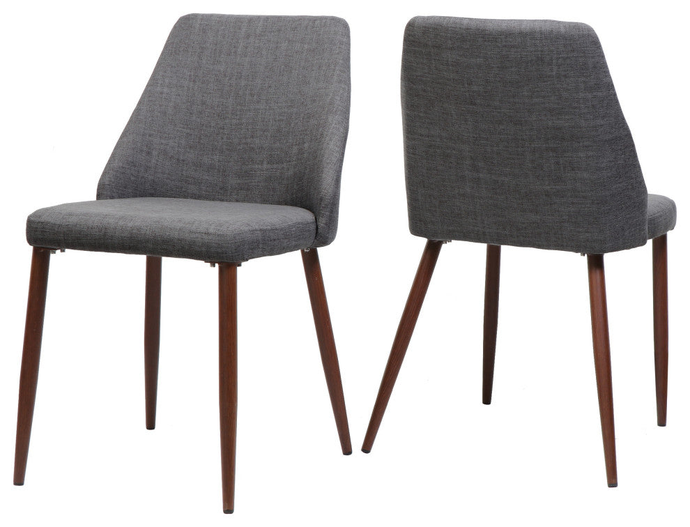 GDF Studio Mable Fabric Dining Chairs With Wood Finished Legs, Set of