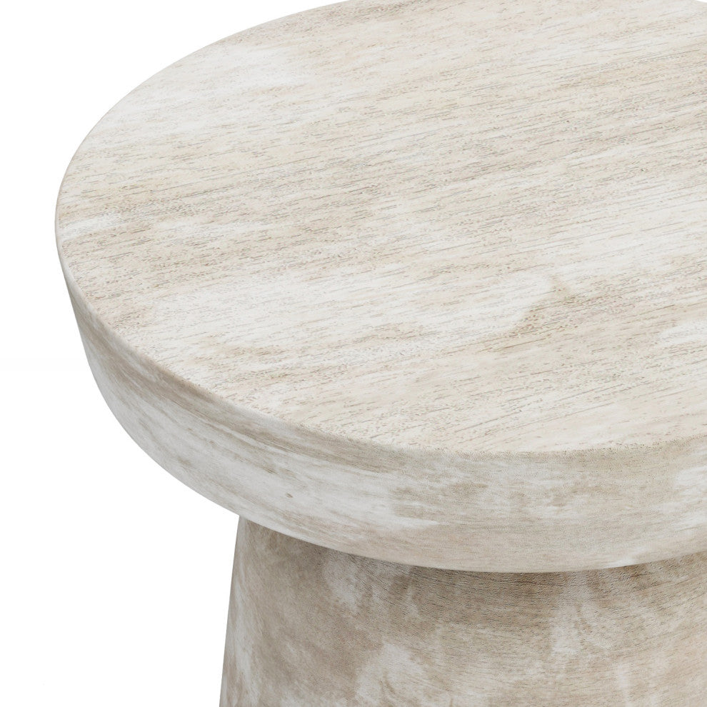 Robbie SOLID MANGO WOOD Accent Table, Distressed White Wash