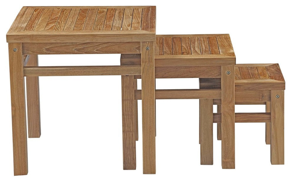 Natural Marina Outdoor Patio Teak Nesting Table
